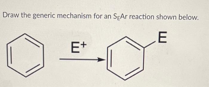 Solved Draw the generic mechanism for an SEAr reaction shown | Chegg.com