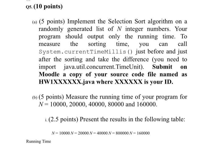 Solved A 5 Points Implement The Selection Sort Algorithm