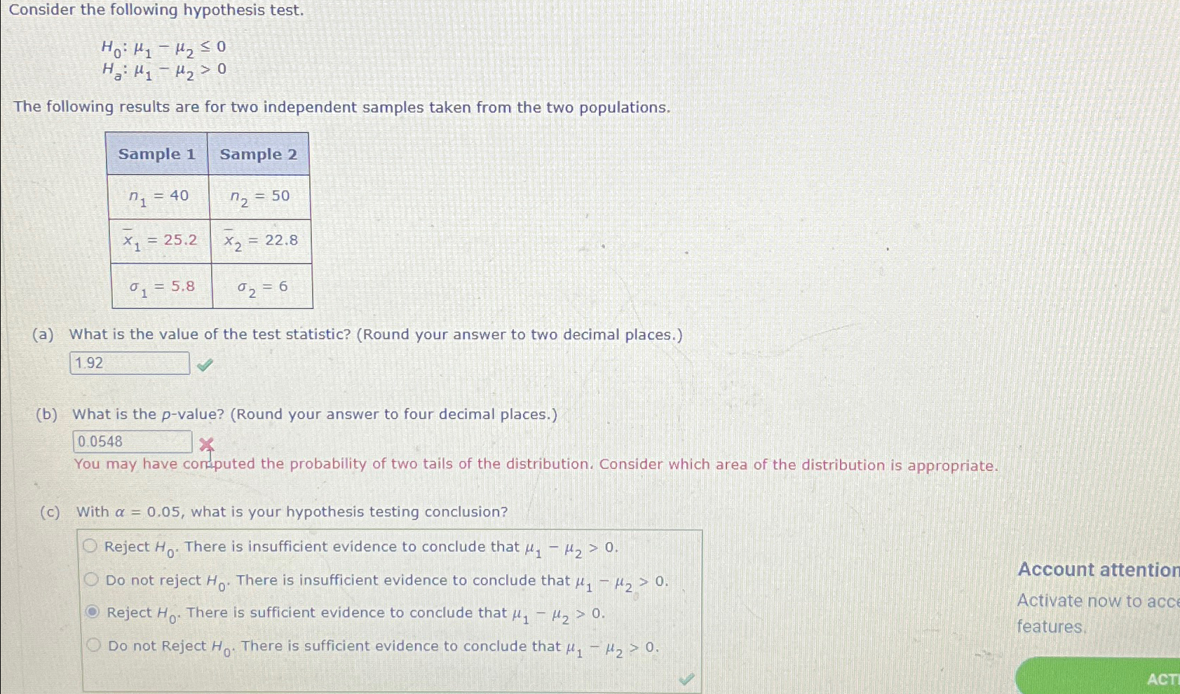 Solved Consider the following hypothesis | Chegg.com