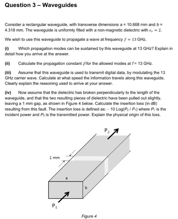 Solved Question 3 - Waveguides Consider a rectangular | Chegg.com