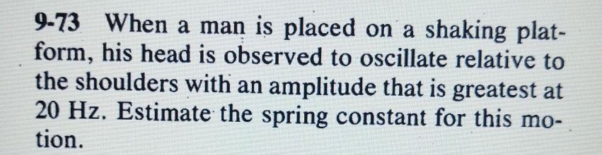 Solved 9-73 ﻿When a man is placed on a shaking platform, his | Chegg.com