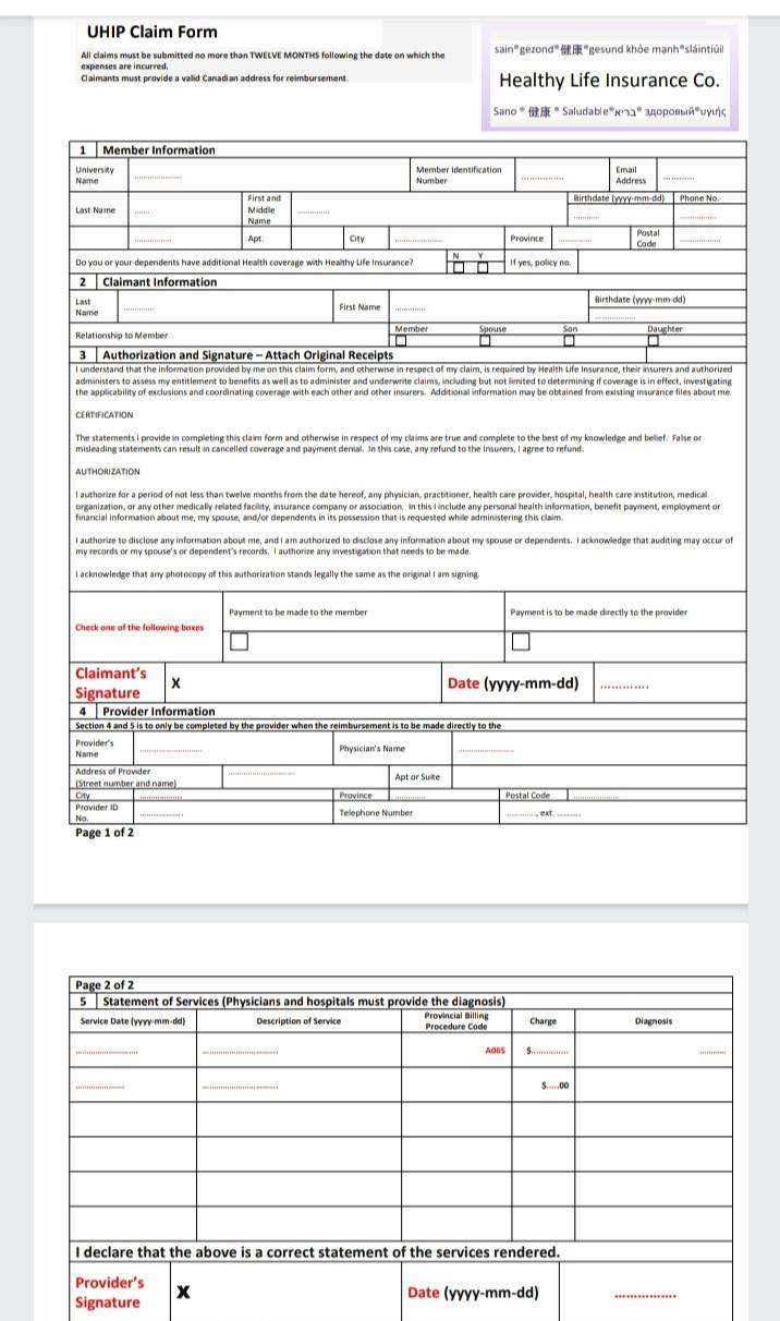 Solved UHIP Claim Form saingezond gesund khóe | Chegg.com