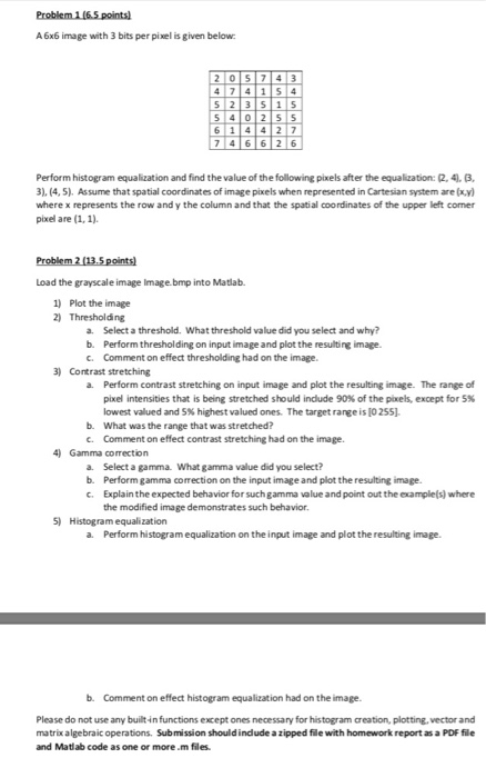 Solved Problem 1(6.5 points) A 66 image with 3 bits per | Chegg.com