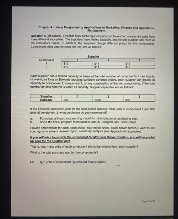 Solved Chapter 4-Linear Programming Applications in | Chegg.com