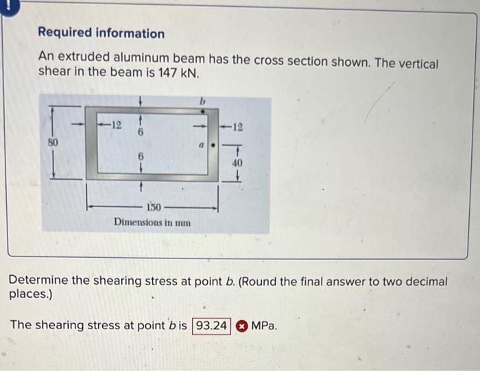 Solved Required information An extruded aluminum beam has | Chegg.com