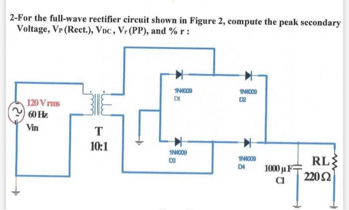 Solved 2-For the full-wave rectifier circuit shown in Figure | Chegg.com