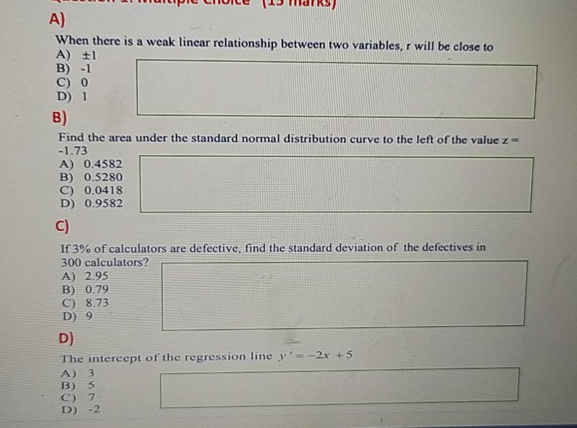 Solved A) When there is a weak linear relationship between | Chegg.com