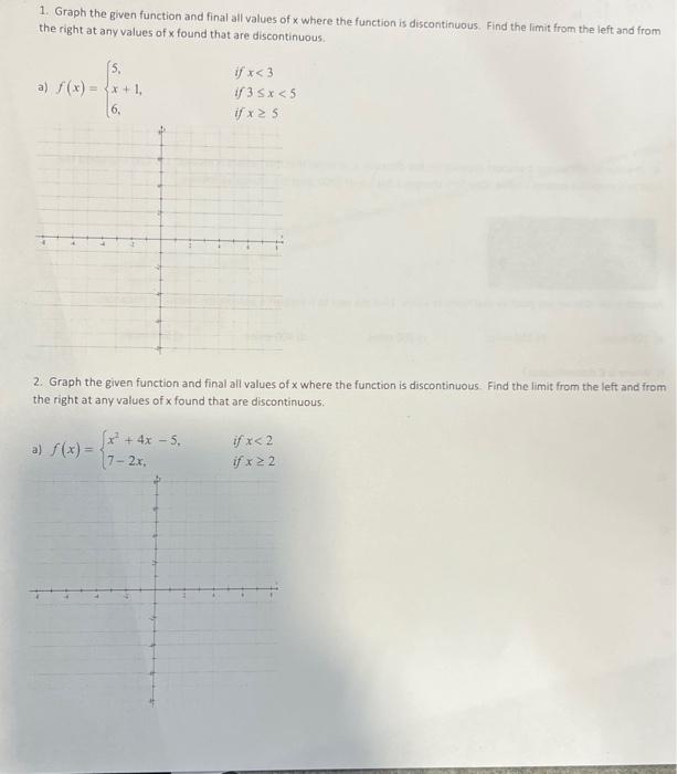 Solved 1. Graph the given function and final all values of x | Chegg.com