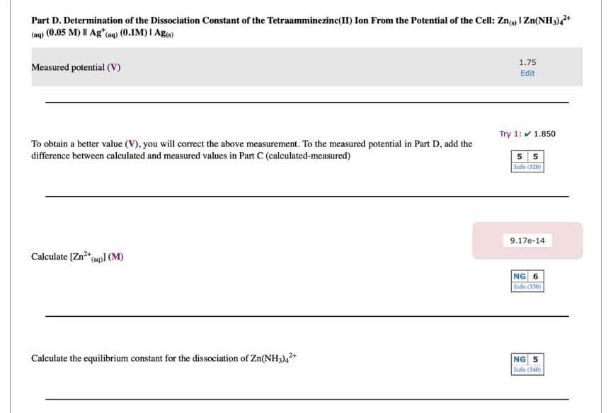 Solved Part D. ﻿Determination of the Dissociation Constant | Chegg.com