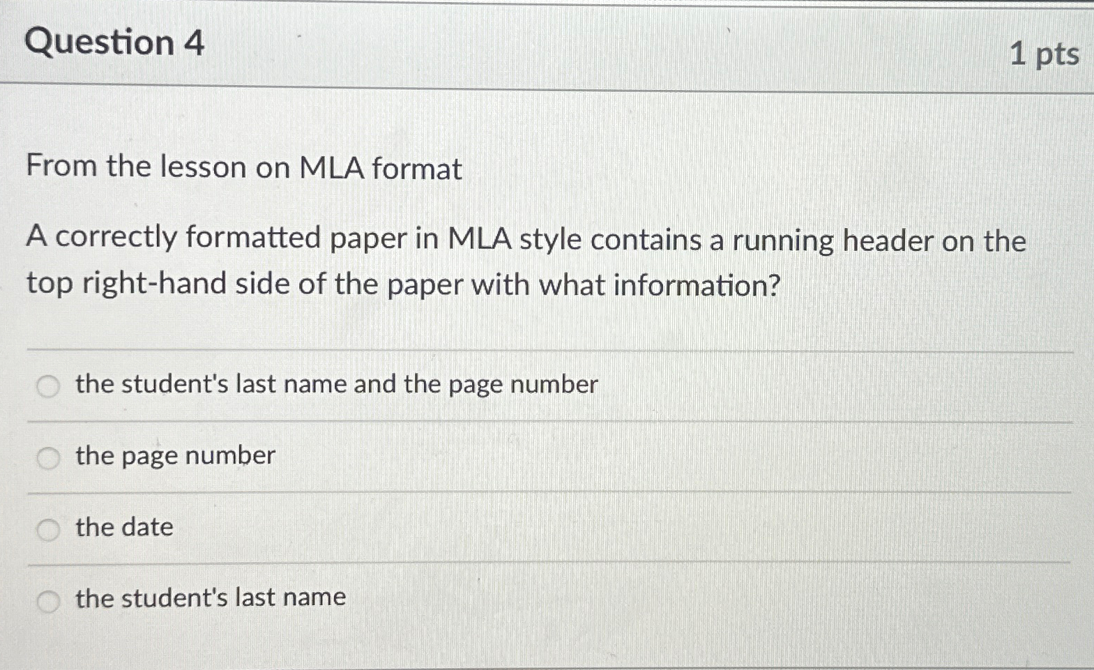 Solved Question 41 ﻿ptsFrom the lesson on MLA formatA | Chegg.com