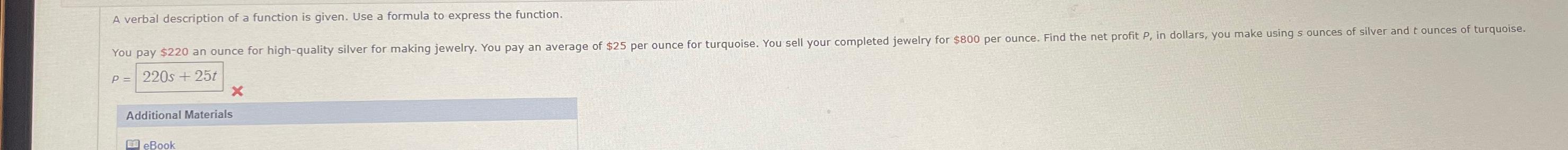 Solved A verbal description of a function is given. Use a | Chegg.com