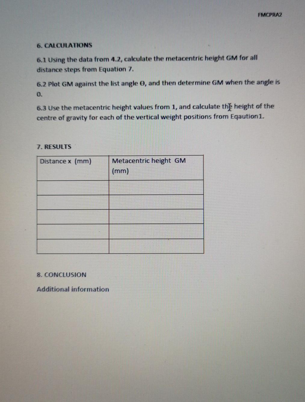 METACENTRIC HEIGHT 1. AIM To determine the | Chegg.com