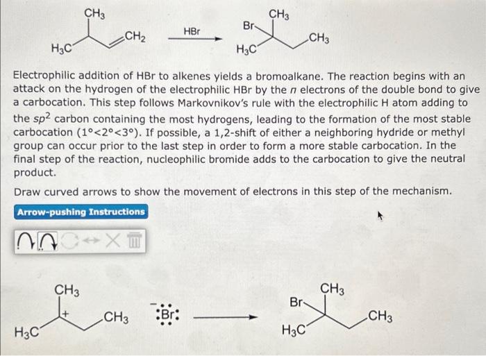 Solved Electrophilic addition of HBr to alkenes yields a | Chegg.com