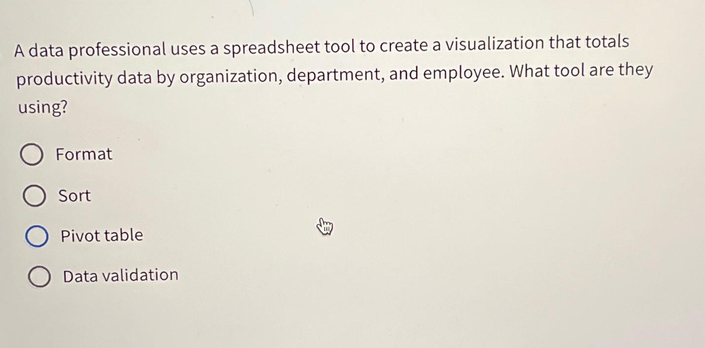Solved A data professional uses a spreadsheet tool to create | Chegg.com