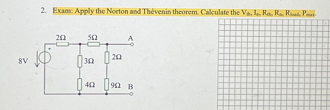 Solved Exam: Apply the Norton and Thévenin theorem. | Chegg.com