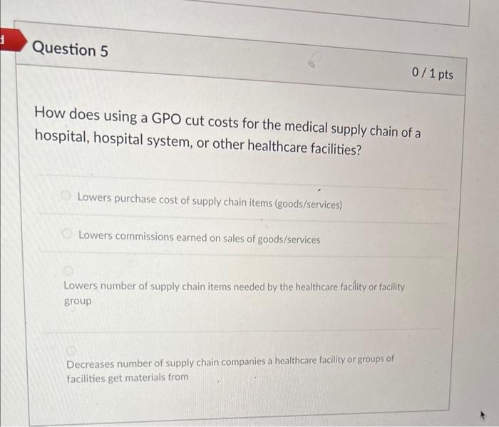 Solved How does using a GPO cut costs for the medical supply | Chegg.com