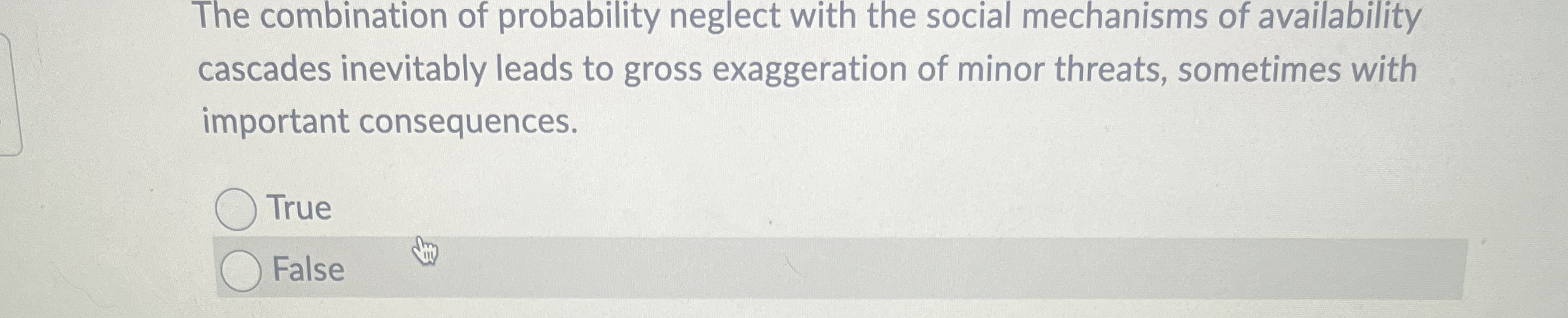 Solved The combination of probability neglect with the | Chegg.com