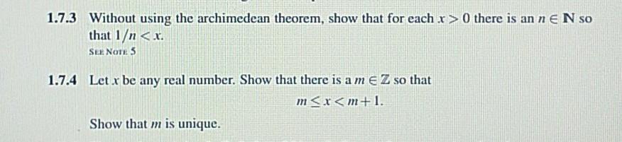 Solved 1.7.3 Without using the archimedean theorem, show | Chegg.com