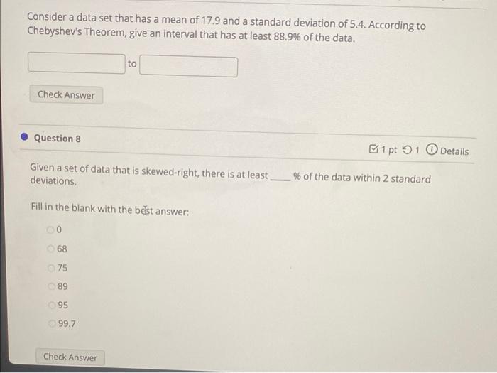 Solved Consider a data set that has a mean of 17.9 and a | Chegg.com
