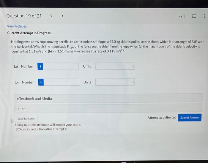 Solved Holding onto a tow rope moving parallel to a | Chegg.com