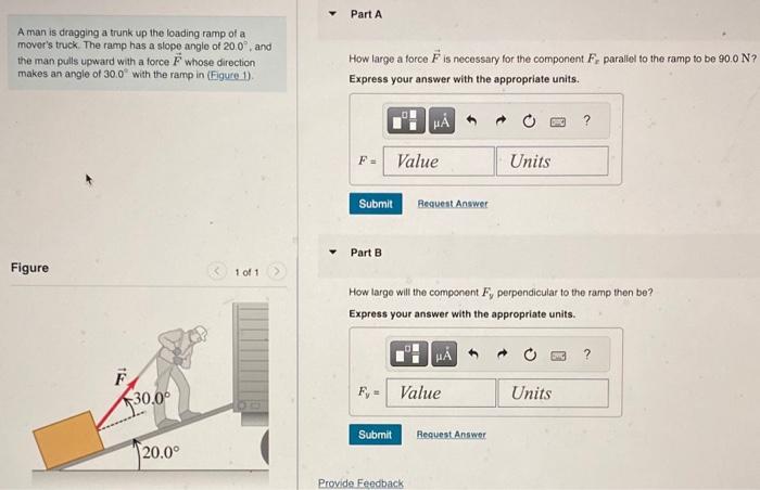 Solved A man is dragging a trunk up the loading ramp of a | Chegg.com