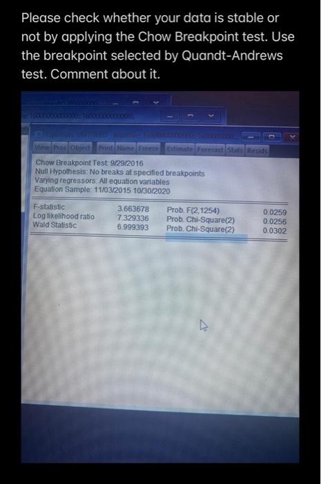 Please check whether your data is stable or not by | Chegg.com