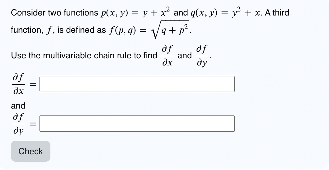 Solved Consider two functions p(x,y)=y+x2 ﻿and q(x,y)=y2+x. | Chegg.com