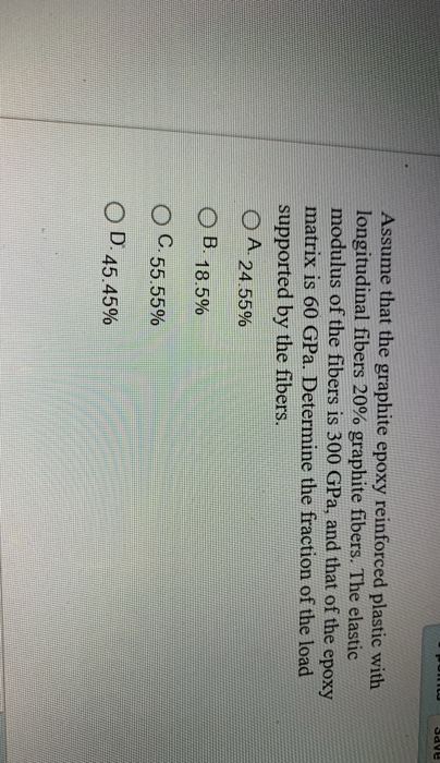 Solved Assume that the graphite epoxy reinforced plastic | Chegg.com