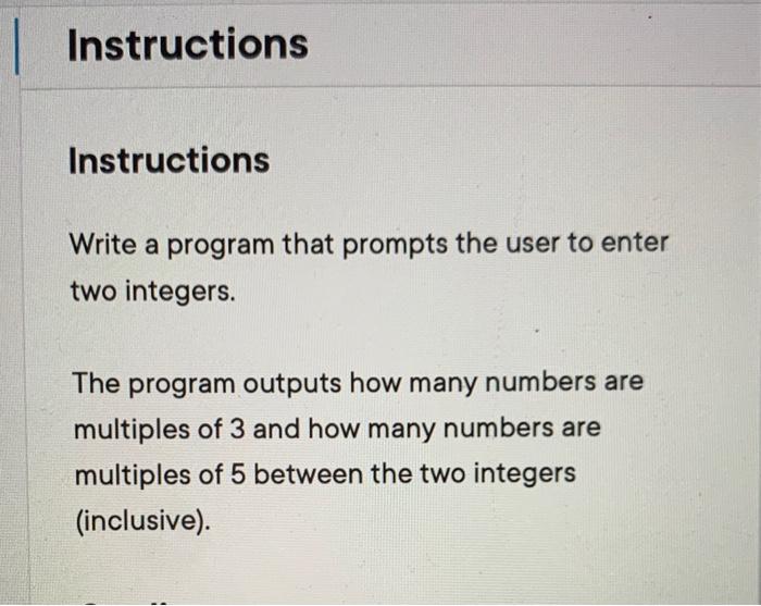 Solved Instructions Write a program that prompts the user to | Chegg.com