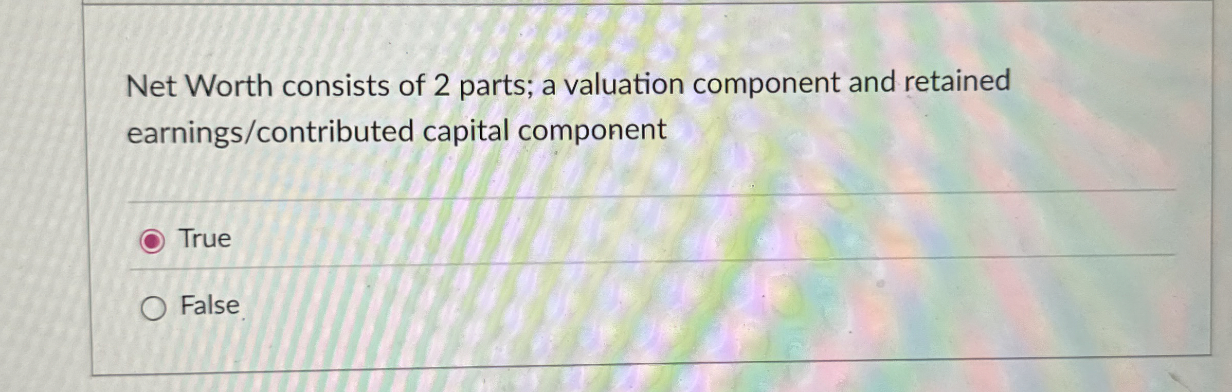 Solved Net Worth consists of 2 ﻿parts; a valuation component | Chegg.com