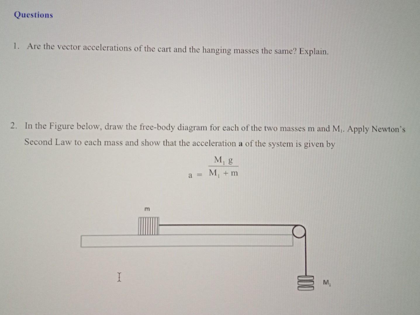 Solved art(Mcor)=500 g (empty cart )+ masses added to the | Chegg.com