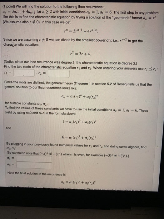 Solved (1 point) We will find the solution to the following | Chegg.com