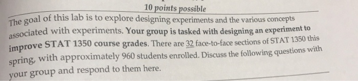 Solved 10 points possible The goal of this lab is to explore | Chegg.com