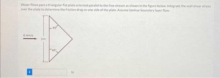 Solved Water flows past a triangular flat plate oriented | Chegg.com