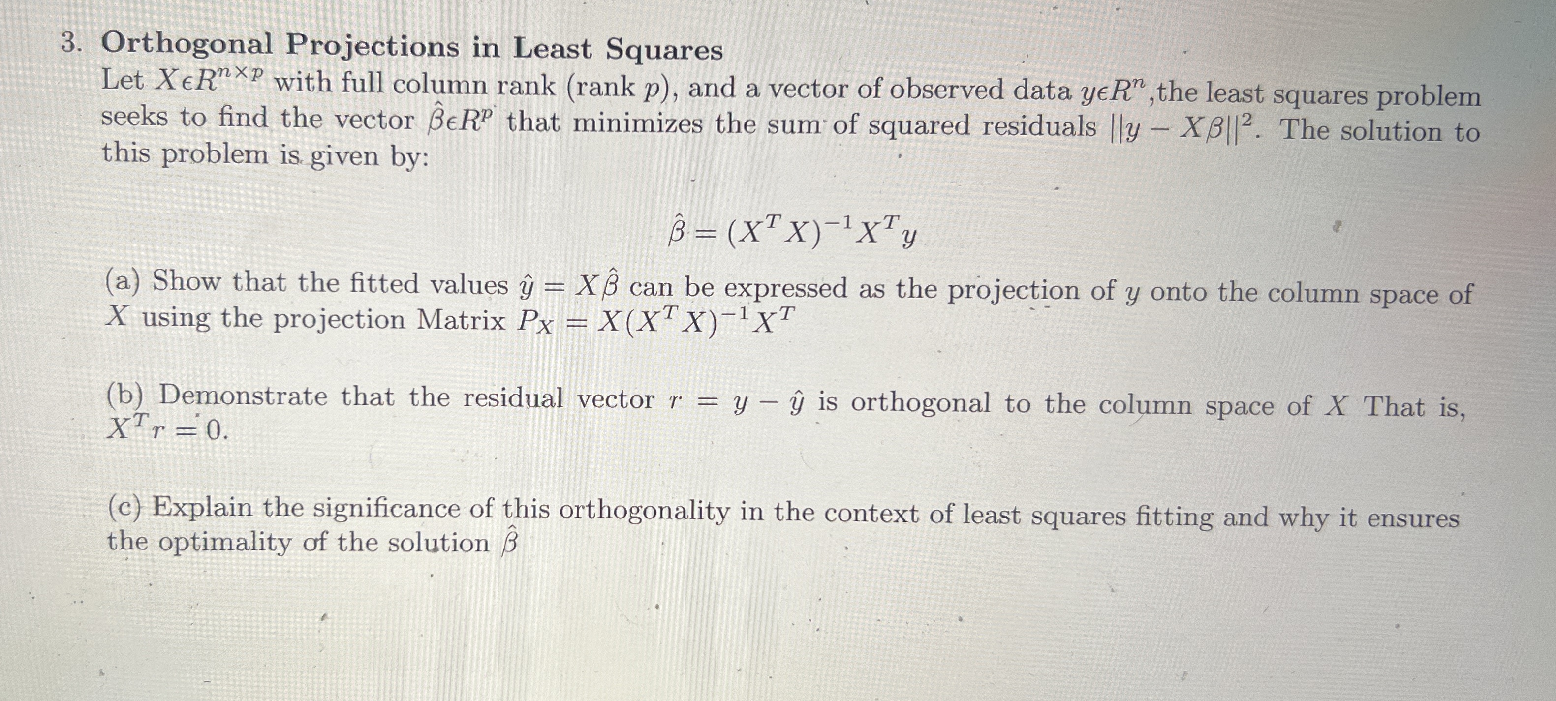 Solved Please explain step by step.Orthogonal Projections in | Chegg.com