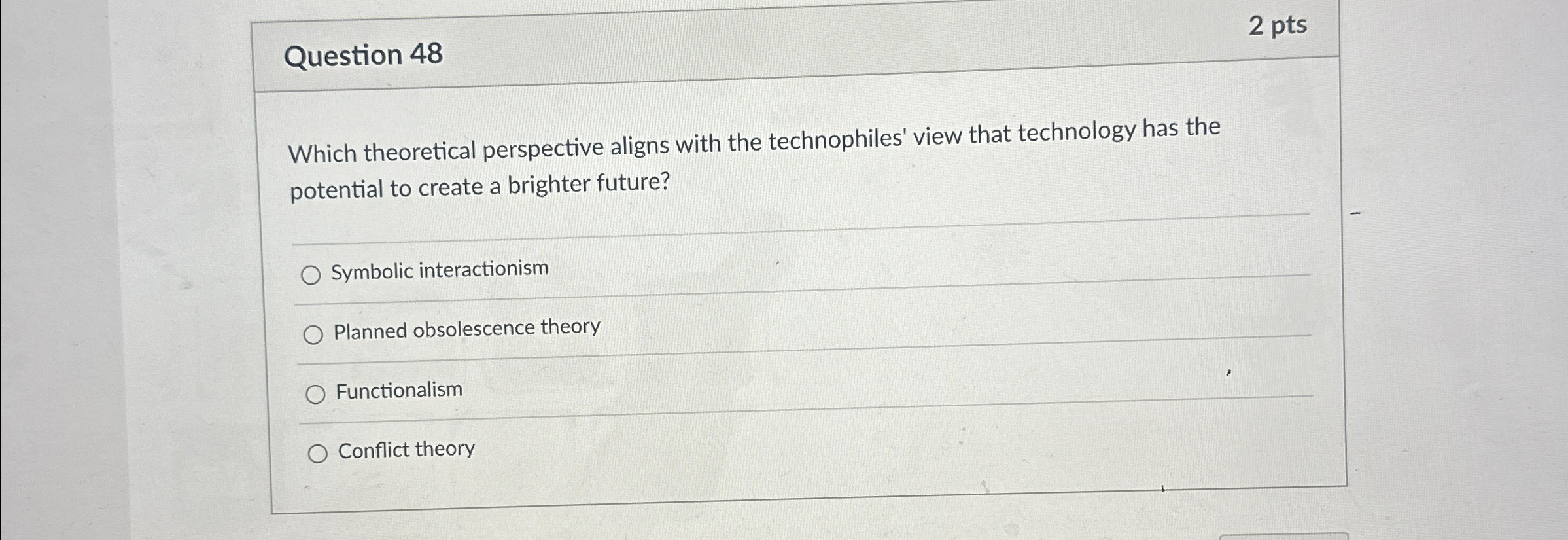 Solved Question 482 ﻿ptsWhich theoretical perspective aligns | Chegg.com