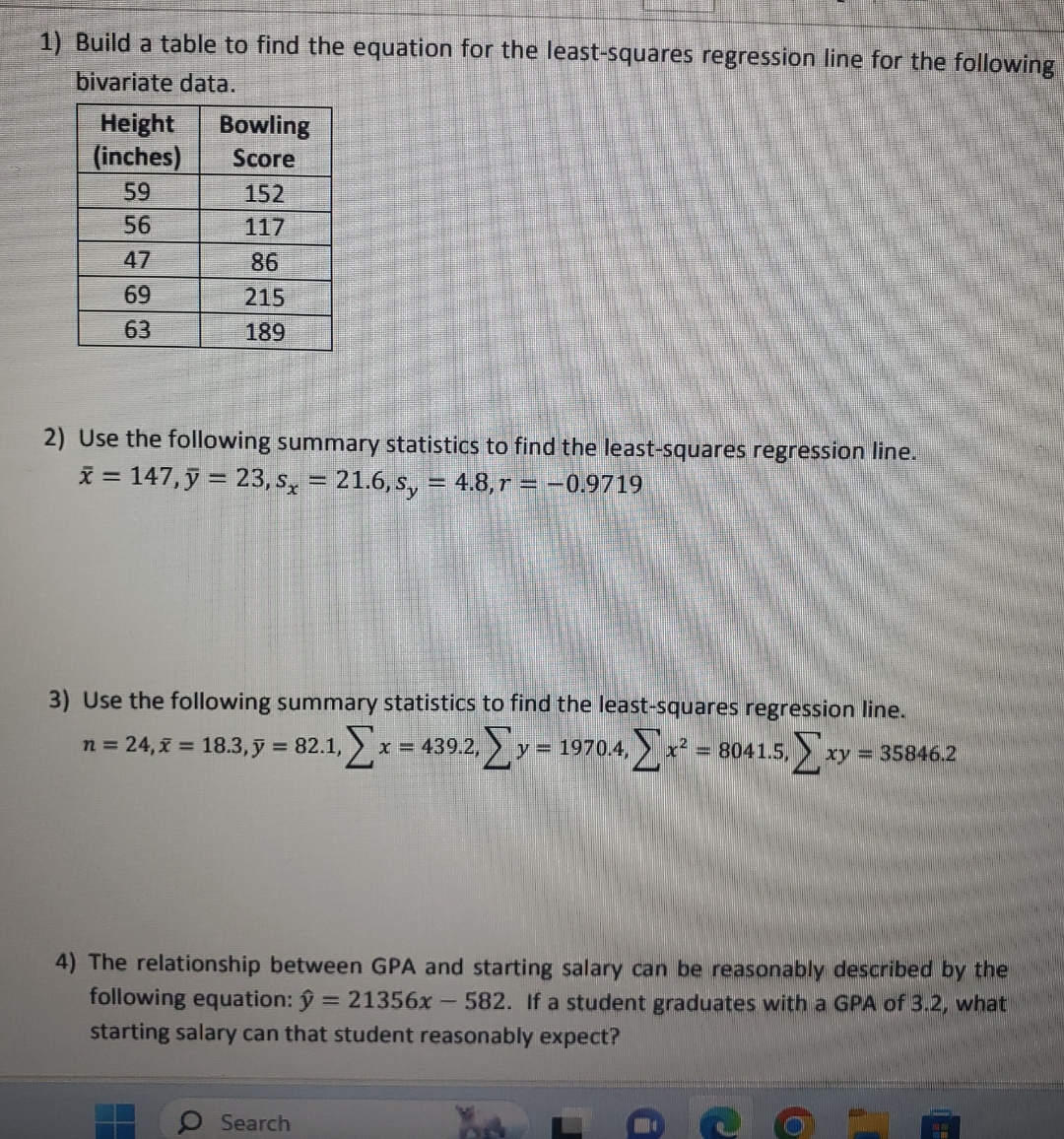 Solved Build a table to find the equation for the | Chegg.com