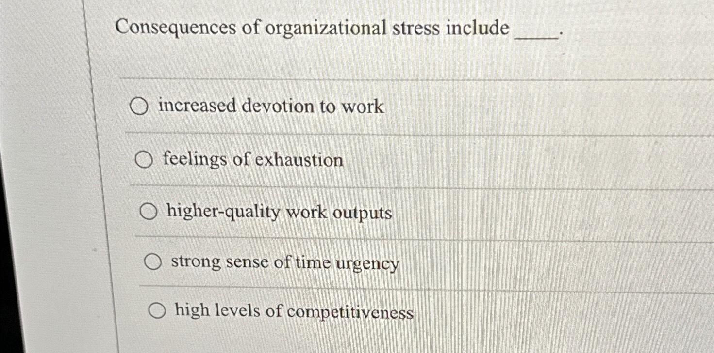 Solved Consequences of organizational stress | Chegg.com
