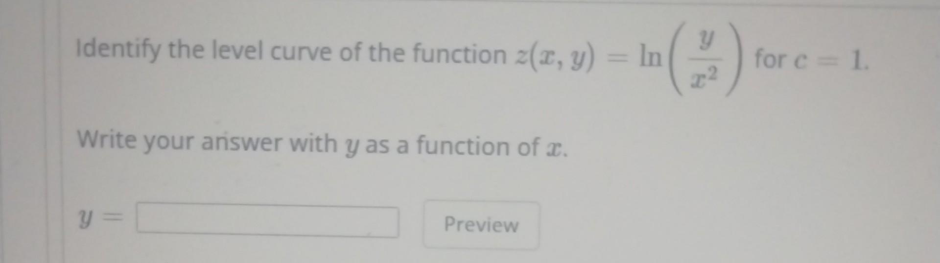 Solved Identify the level curve of the function | Chegg.com