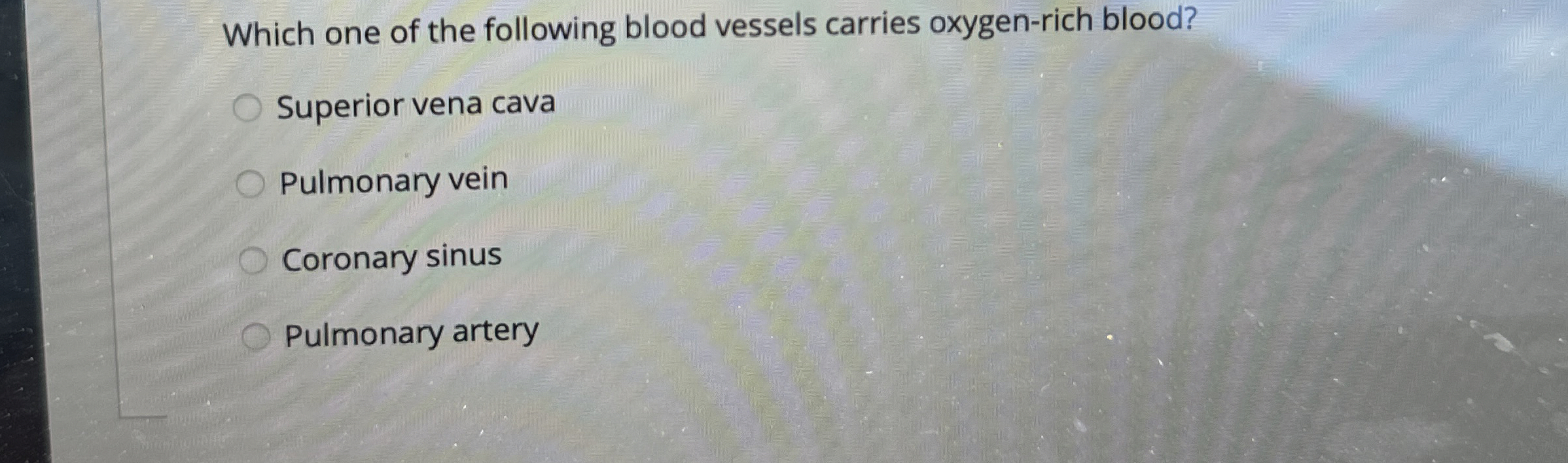 Solved Which one of the following blood vessels carries | Chegg.com
