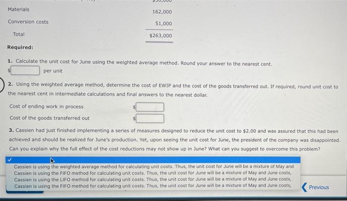 Solved Weighted Average Method, Unit Cost, Valuing | Chegg.com