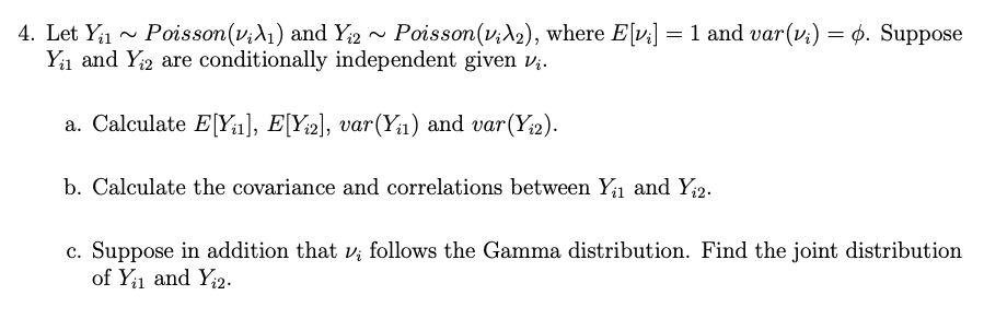 Solved This is a generalized linear model question. Let | Chegg.com