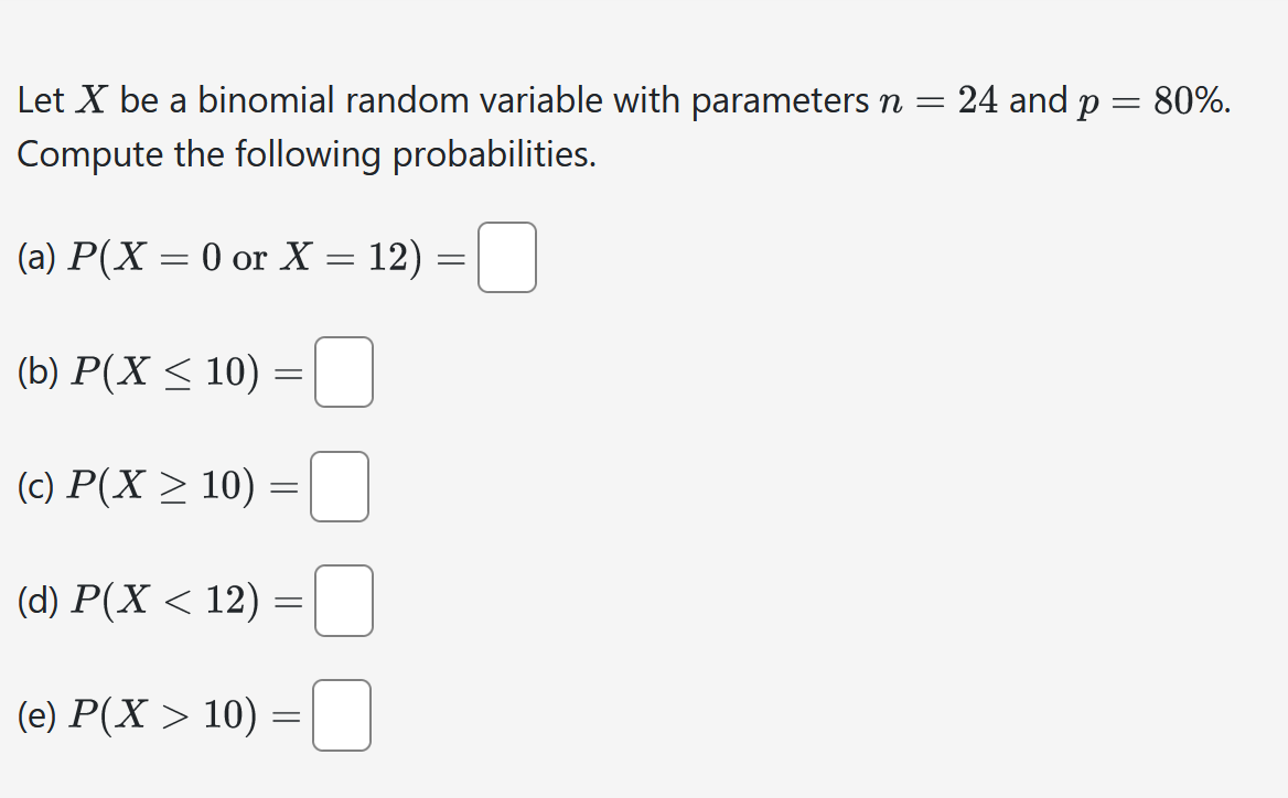 Let x ﻿be a binomial random variable with parameters | Chegg.com