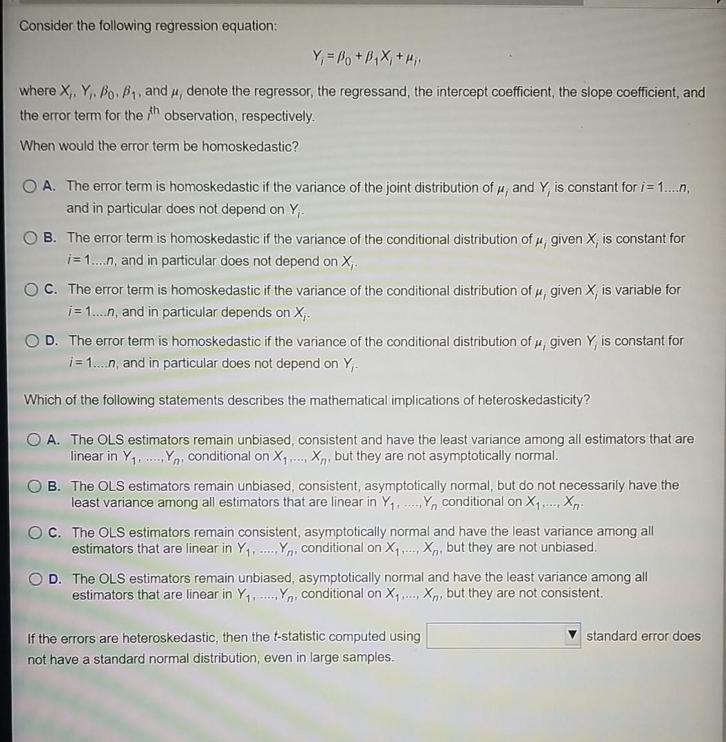 Solved Consider the following regression equation: Y = Bo + | Chegg.com