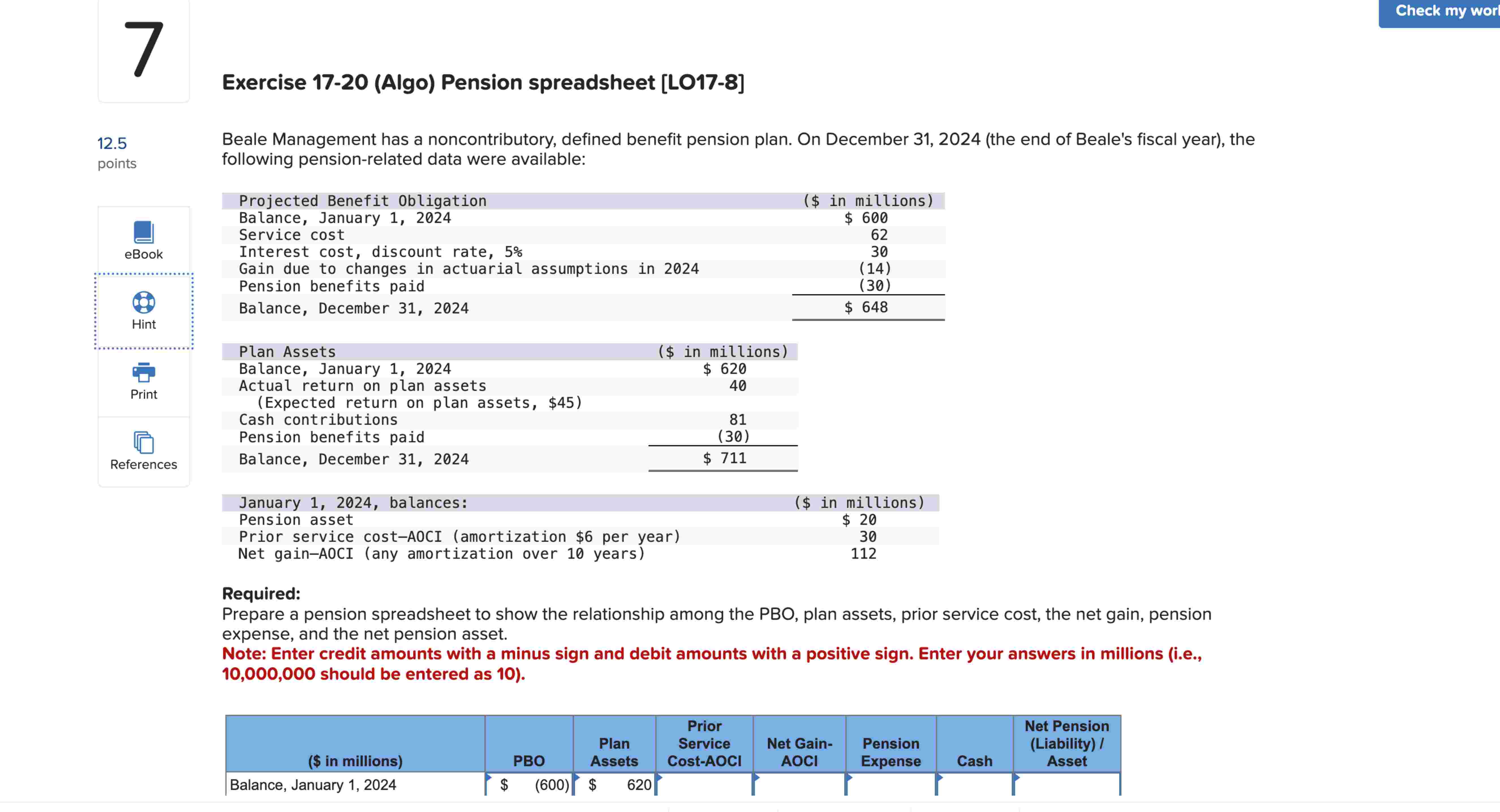 Solved Exercise 17-20 (Algo) ﻿Pension spreadsheet | Chegg.com