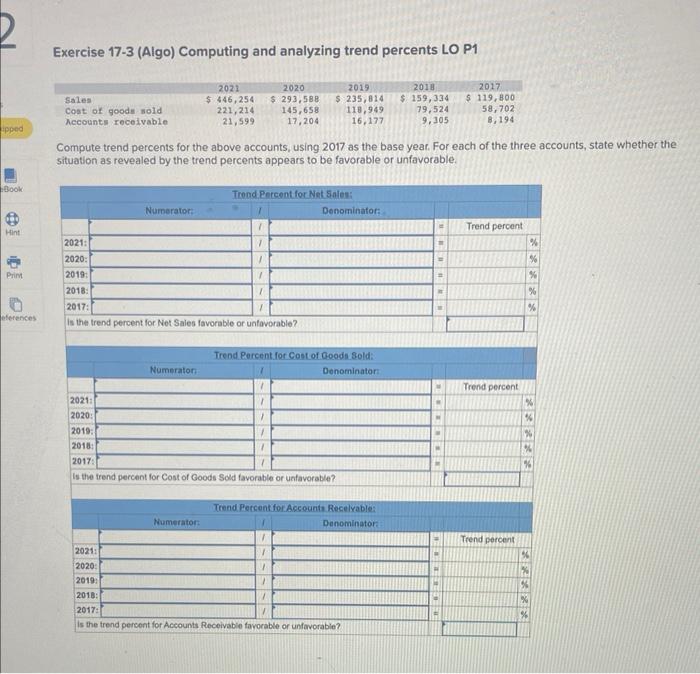 Solved Exercise 17-3 (Algo) Computing and analyzing trend | Chegg.com Solved Exercise 17-3 (Algo) Computing and analyzing trend | Chegg.com