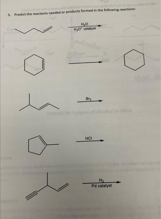 Solved 5. Predict the reactants needed or products formed in | Chegg.com