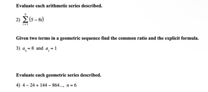 Solved Evaluate each arithmetic series described. 2) | Chegg.com