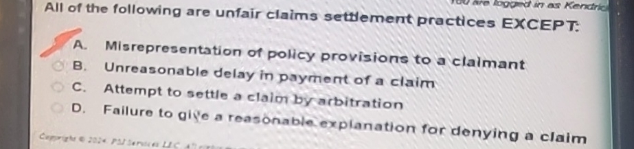 Solved All of the following are unfair claims settlement | Chegg.com
