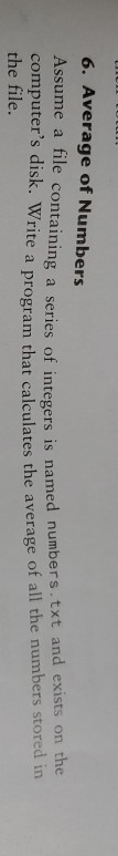 Solved 6. Average of Numbers Assume a file containing a | Chegg.com